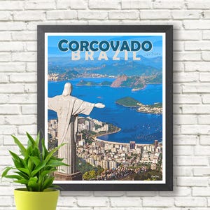 Brazil - Rio De Janeiro Travel Poster - Corcovado - Printed Poster ...