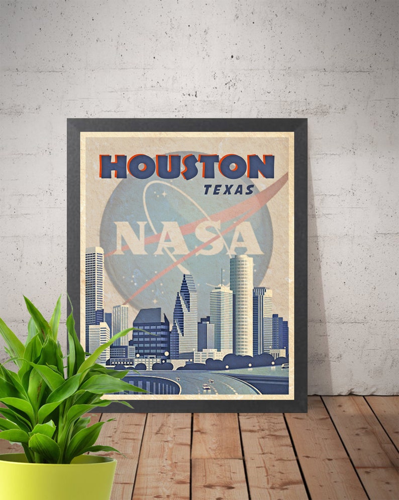 Houston Texas Travel Poster - Space City - Nasa - Printed Poster - Wall ...