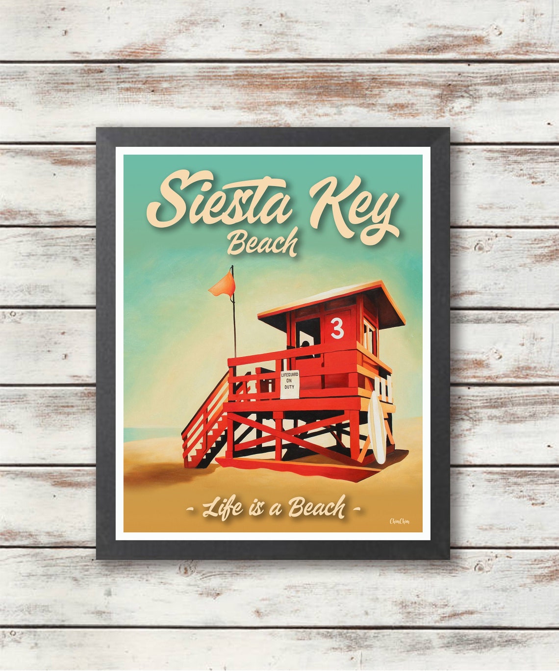Siesta Key Florida Travel Poster Life is a Beach Digital | Etsy