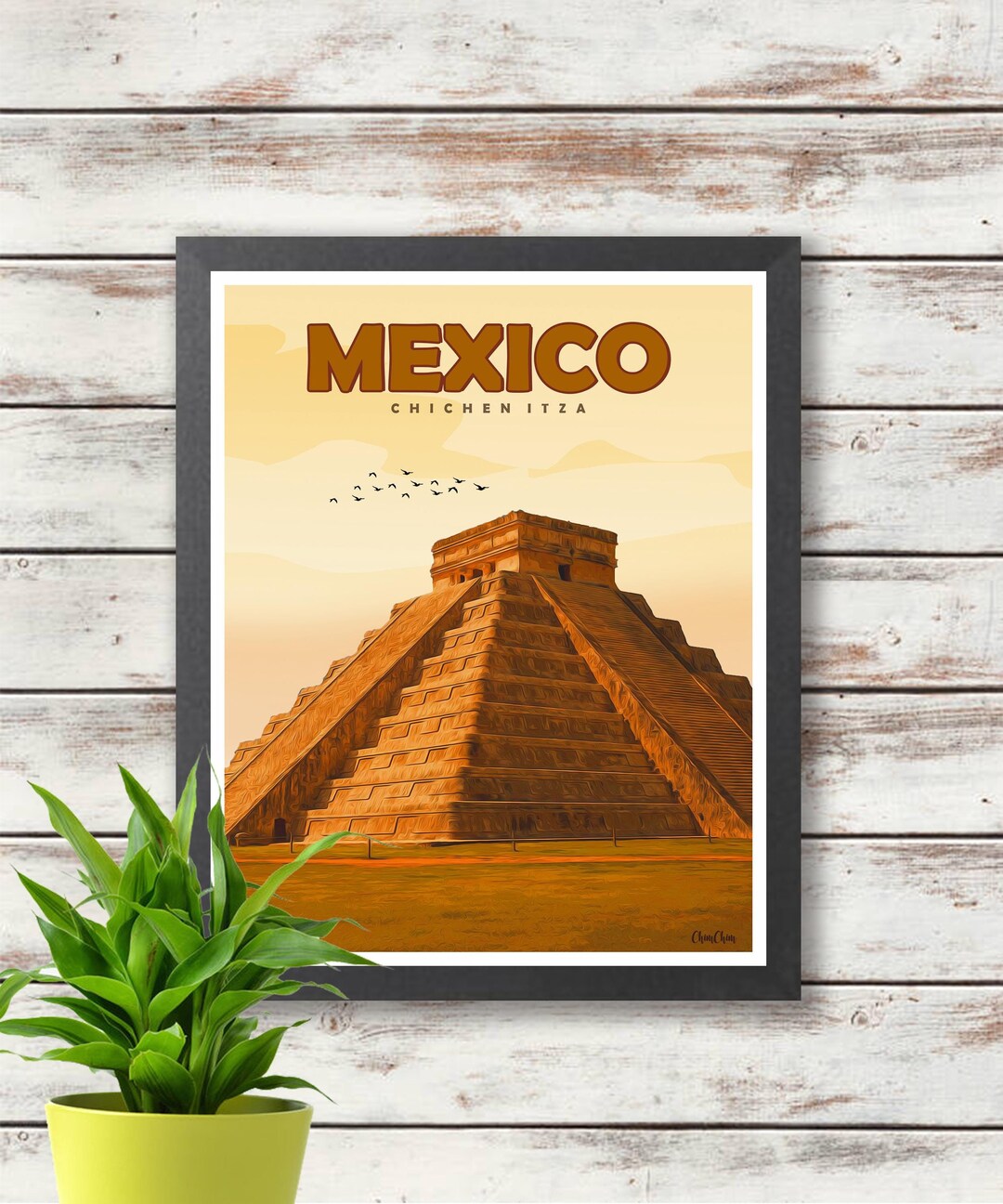 Mexico Travel Poster - Chichen Itza - Digital Download - Pyramid ...
