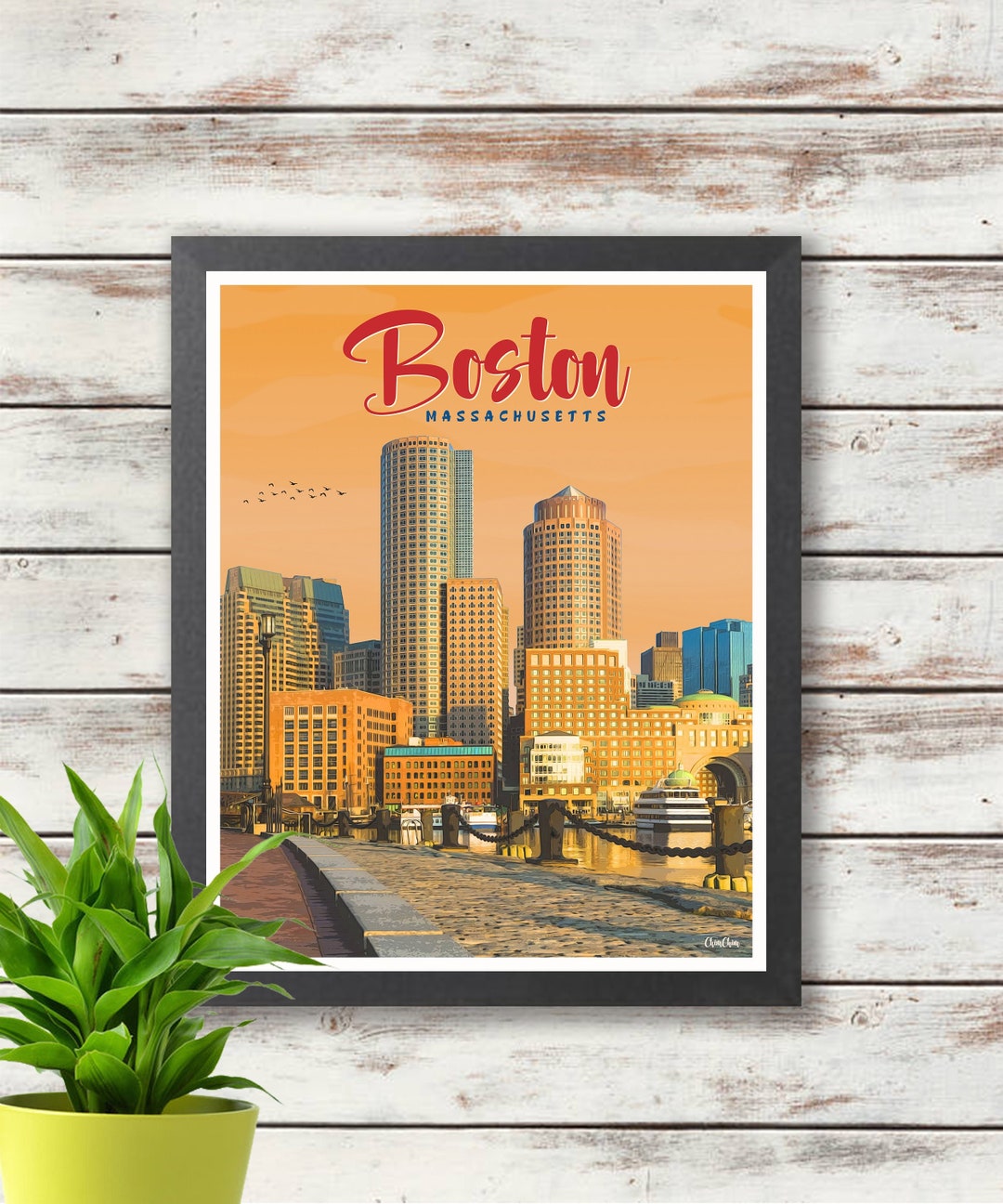 Boston Travel Poster Massachusetts Digital Download Art - Etsy