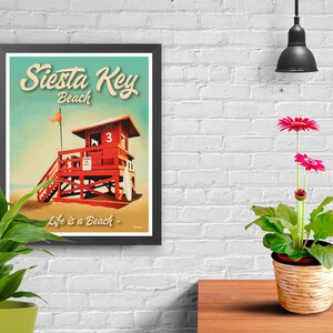 Siesta Key Florida Travel Poster Life is a Beach Digital Download Art ...