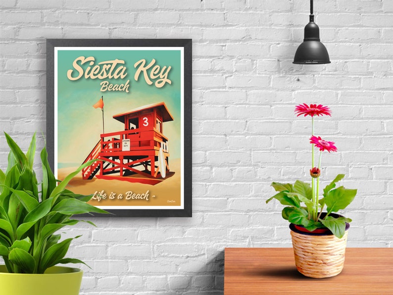 Siesta Key Florida Travel Poster Life is a Beach Digital | Etsy