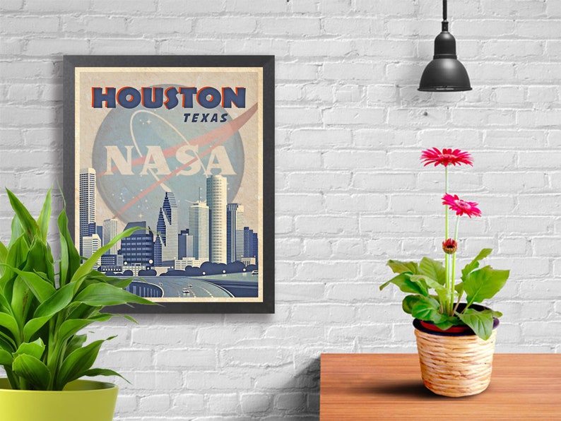 Houston Texas Travel Poster - Space City - Nasa - Printed Poster - Wall ...
