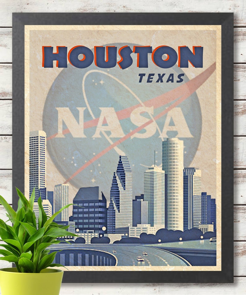 Houston Texas Travel Poster - Space City - Nasa - Printed Poster - Wall ...