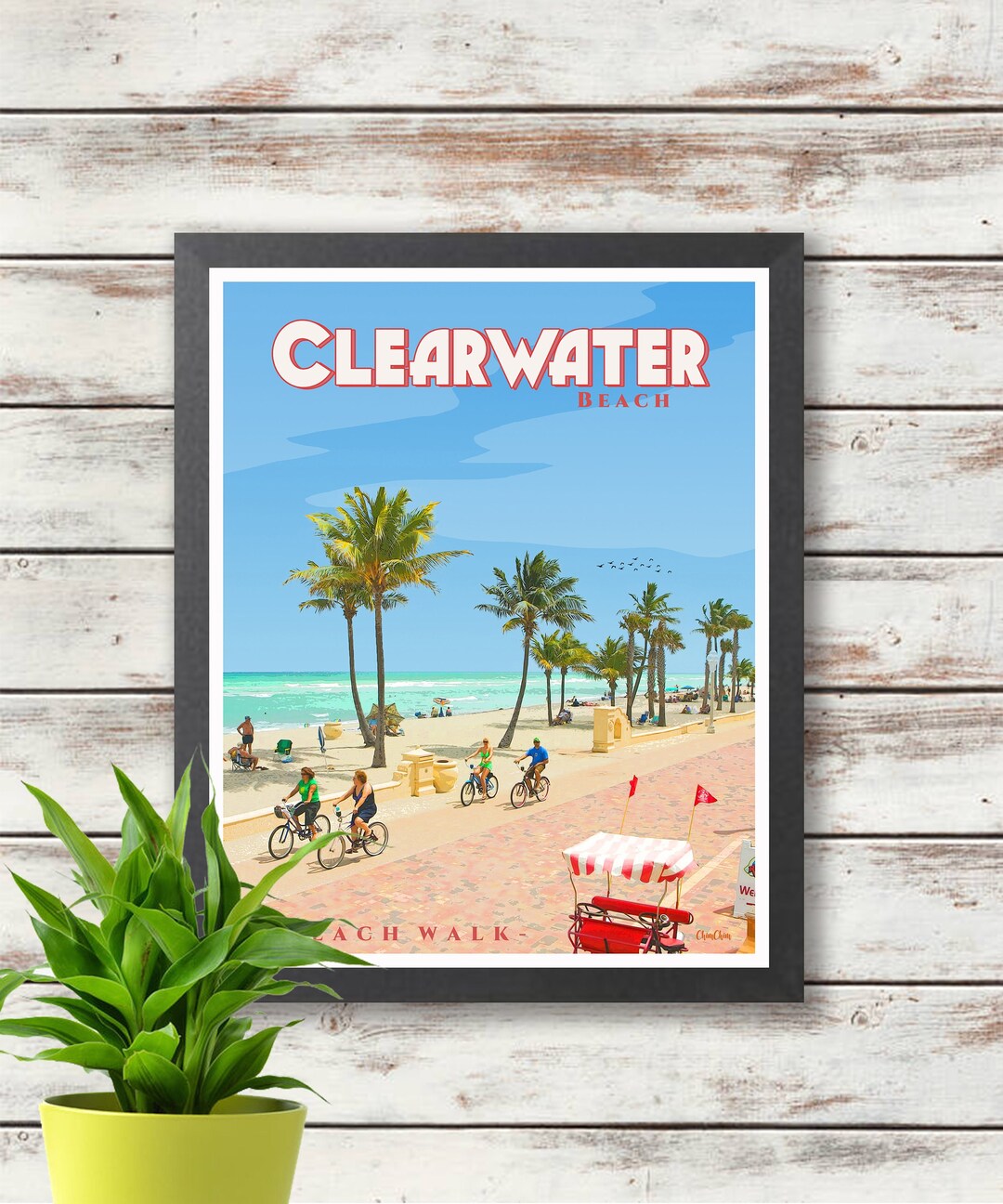 Clearwater Beach Travel Poster Beach Walk Florida Printed Poster Wall ...