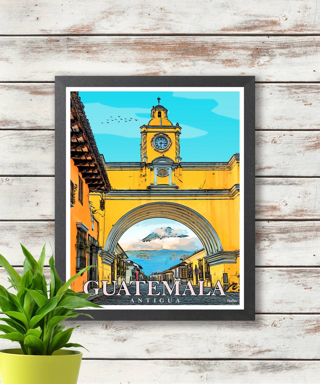 Guatemala Travel Poster - Antigua - Poster Print - Wall Decor - Gift ...