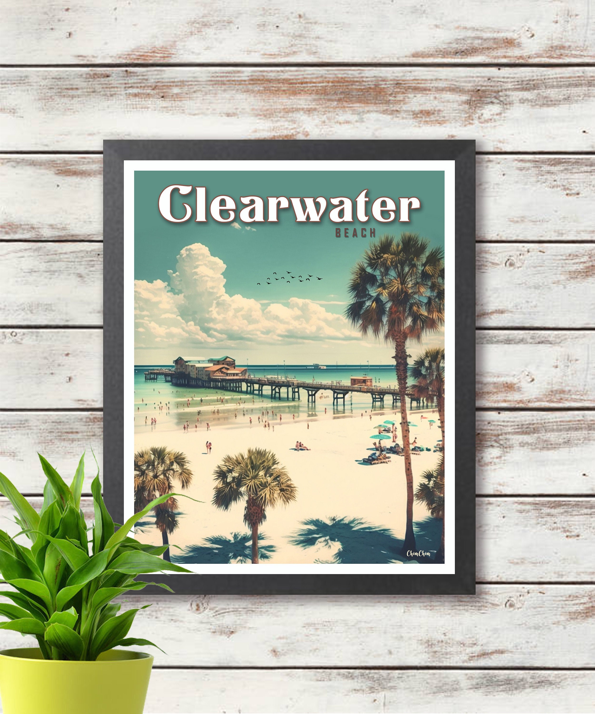 Clearwater Beach Travel Poster Florida Poster Print Wall - Etsy