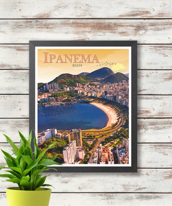 Brazil Travel Poster Ipanema Beach Printed Poster Wall - Etsy