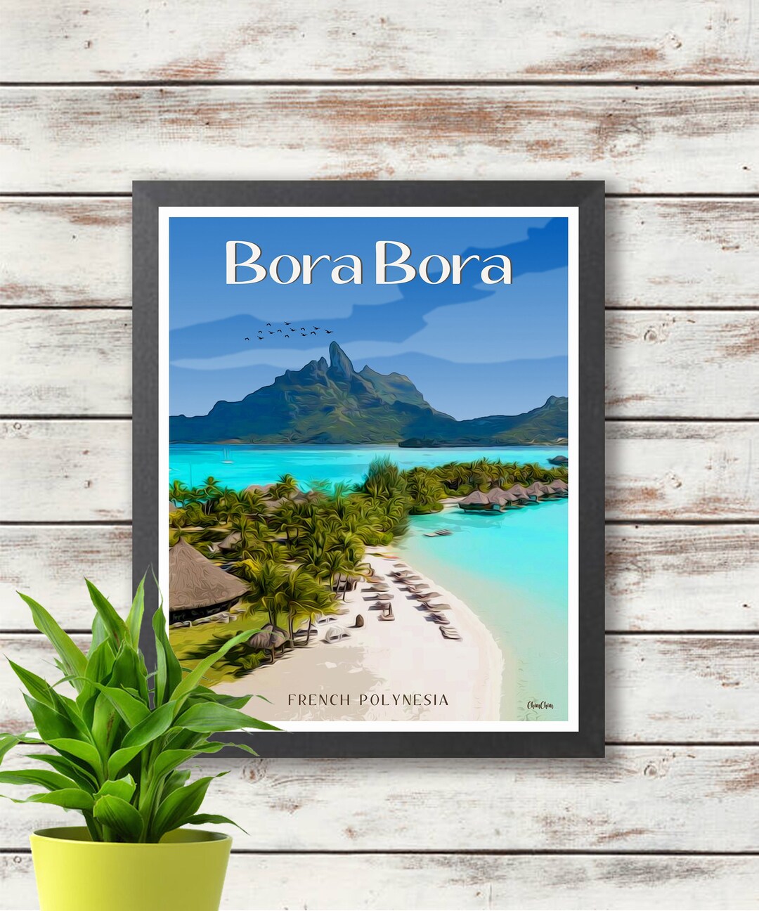 Bora Bora French Polynesia Travel Poster Tahiti Printed Poster Wall ...