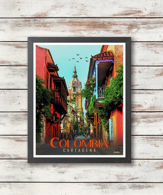 Colombia Cartagena Travel Poster Digital Download Art | Etsy