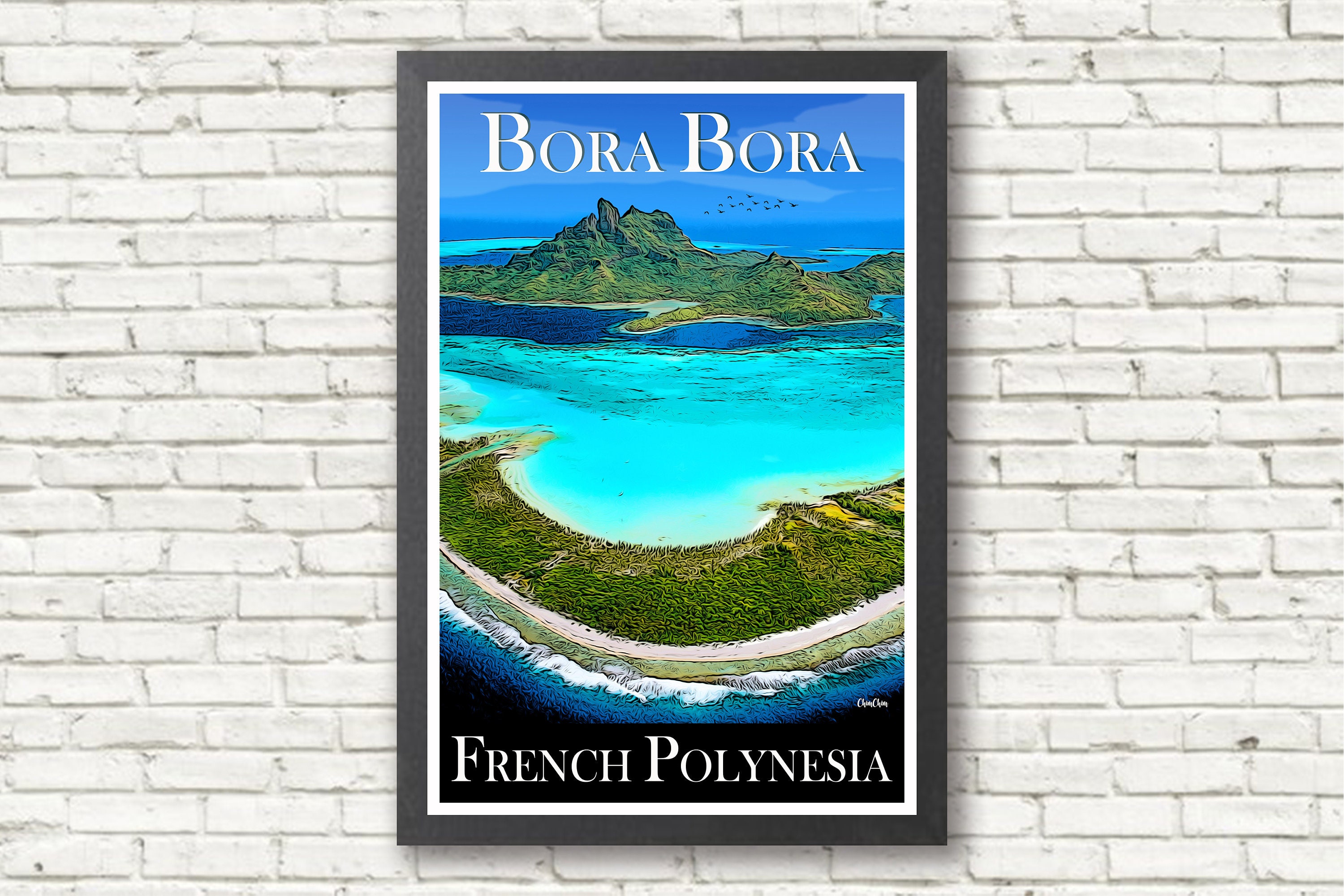 Bora Bora Travel Poster French Polynesia Tahiti Printed | Etsy