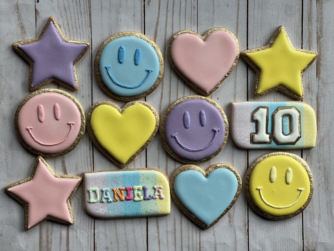 Smiley Face Birthday Cookies - Etsy