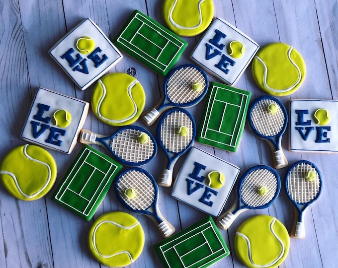 Tennis Theme Cookies | Etsy