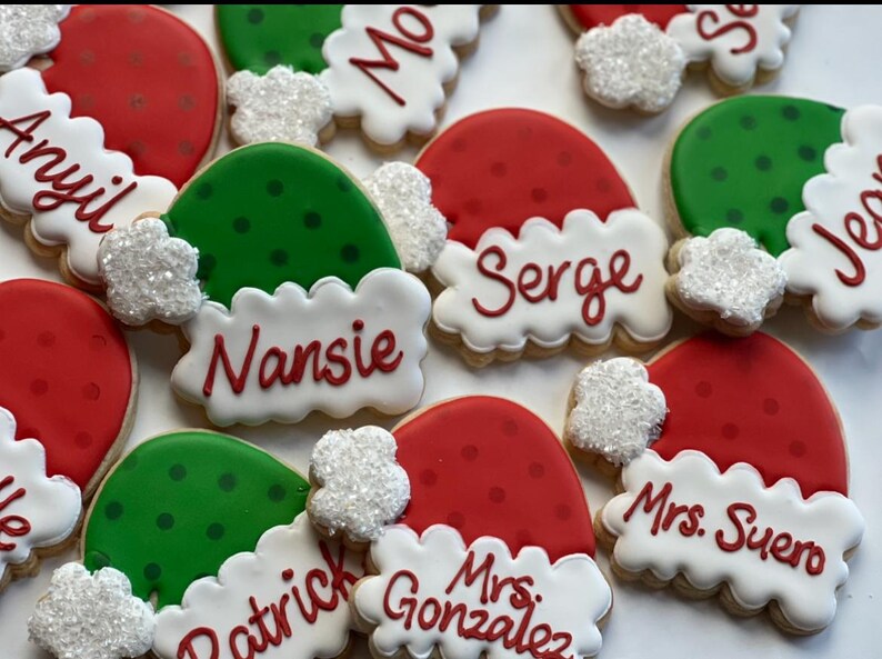 Custom Christmas Hats Cookies - Etsy