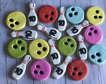 Bowling Theme Sugar Cookies Set of 12 Delicious Strikes - Etsy