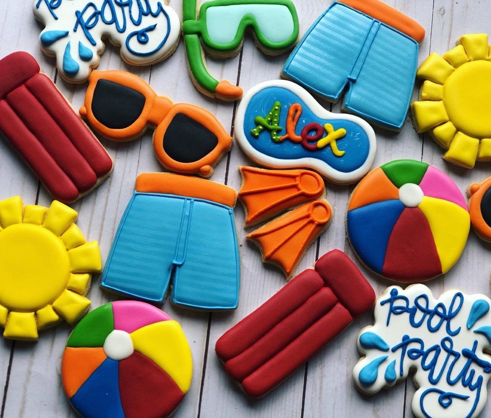 Pool Party Theme Set Cookies | Etsy