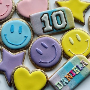 Smiley Face Birthday Cookies - Etsy