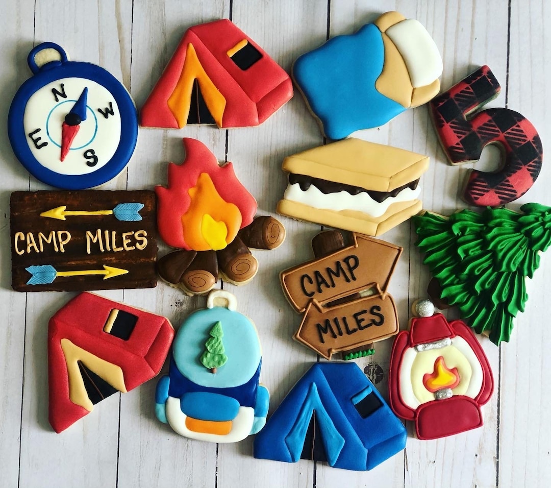 Camping Party Theme Cookies - Etsy