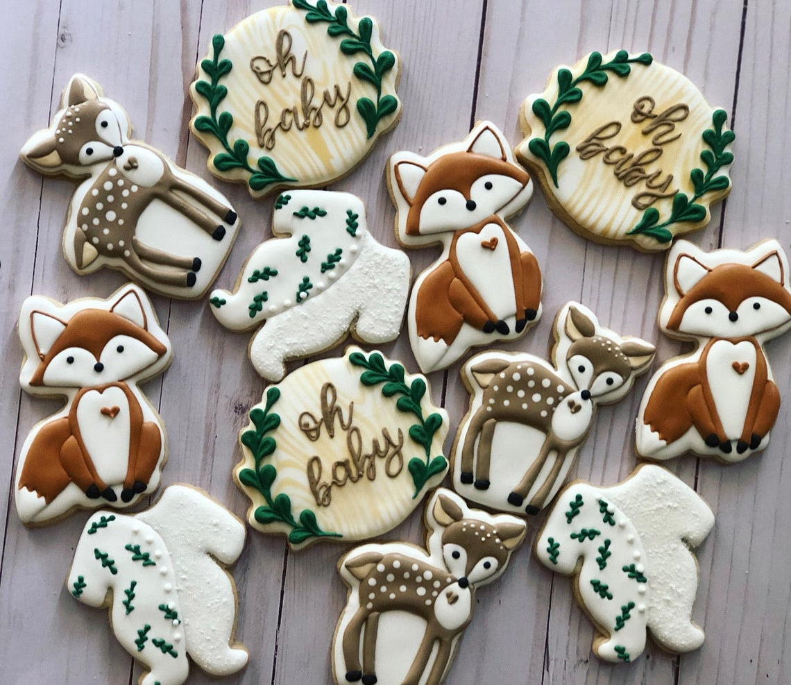 Woodland Baby Shower Set Cookies | Etsy