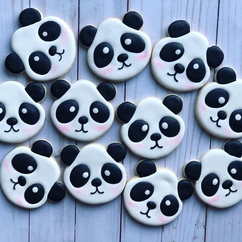 Panda Bear Cookies Panda Cookies Sugar Cookies Animal - Etsy