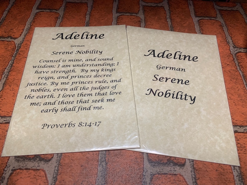 Adeline Name, Origin, With or Without King James Version Bible Verse - Etsy