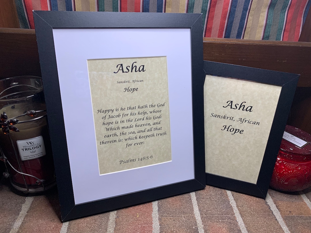 Asha - Name, Origin, With or Without King James Version Bible Verse - Etsy