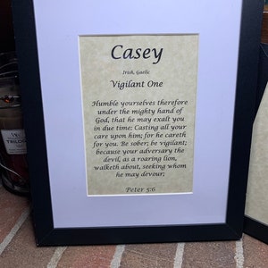 Casey - Name, Origin, With or Without King James Version Bible Verse - Etsy