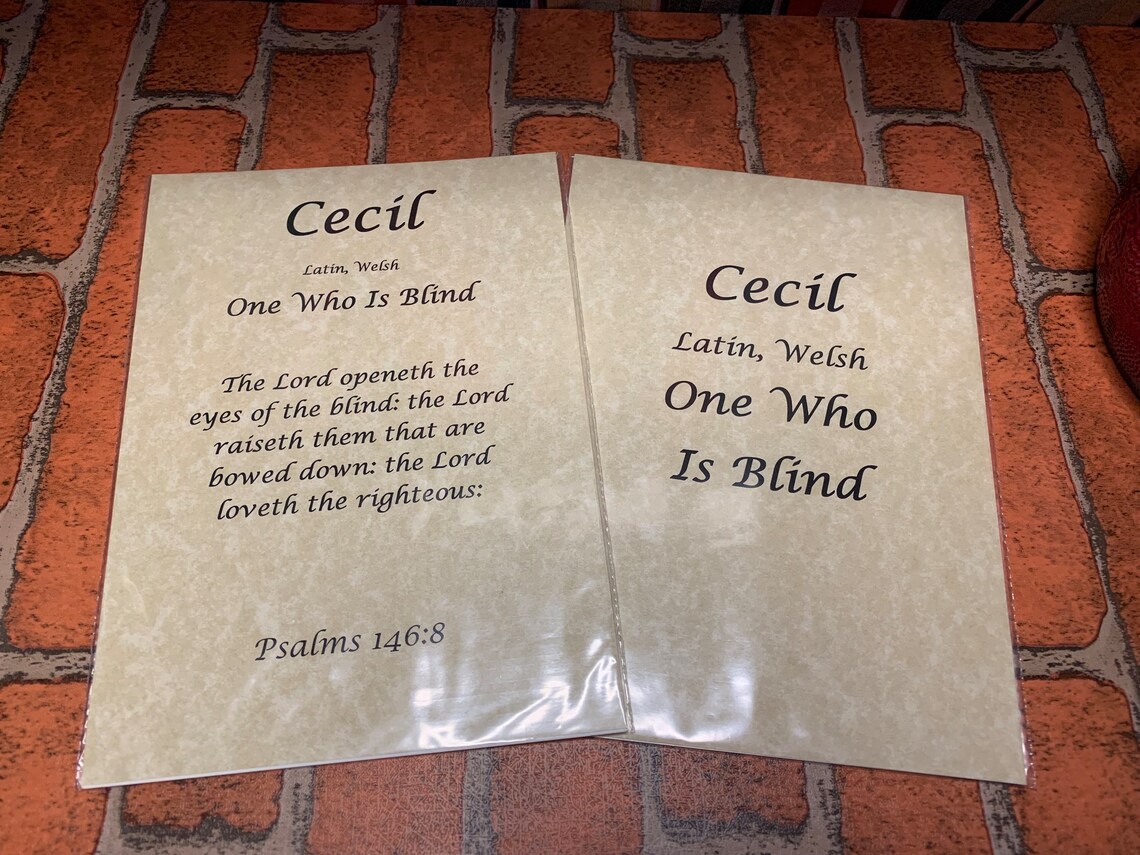 Cecil - Name, Origin, With or Without King James Version Bible Verse - Etsy