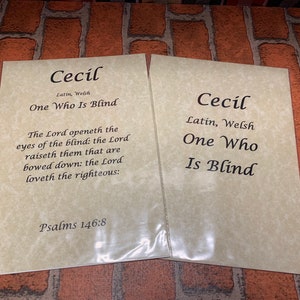Cecil - Name, Origin, With or Without King James Version Bible Verse - Etsy