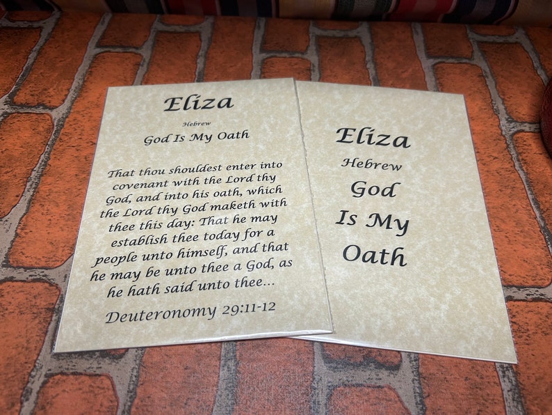 Eliza Name, Origin, With or Without King James Version Bible Verse - Etsy