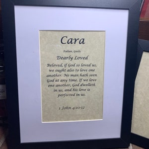 Cara - Name, Origin, With or Without King James Version Bible Verse - Etsy