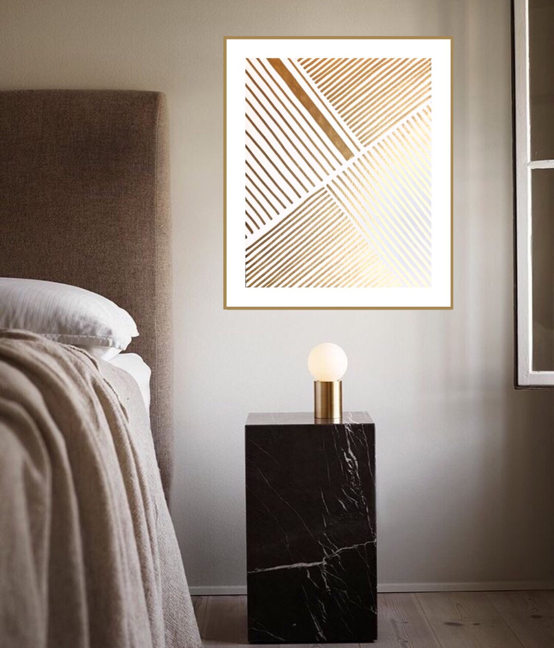 Scandinavian Glam | 16x20 Painting | Minimalist Geometric Gold Painting ...