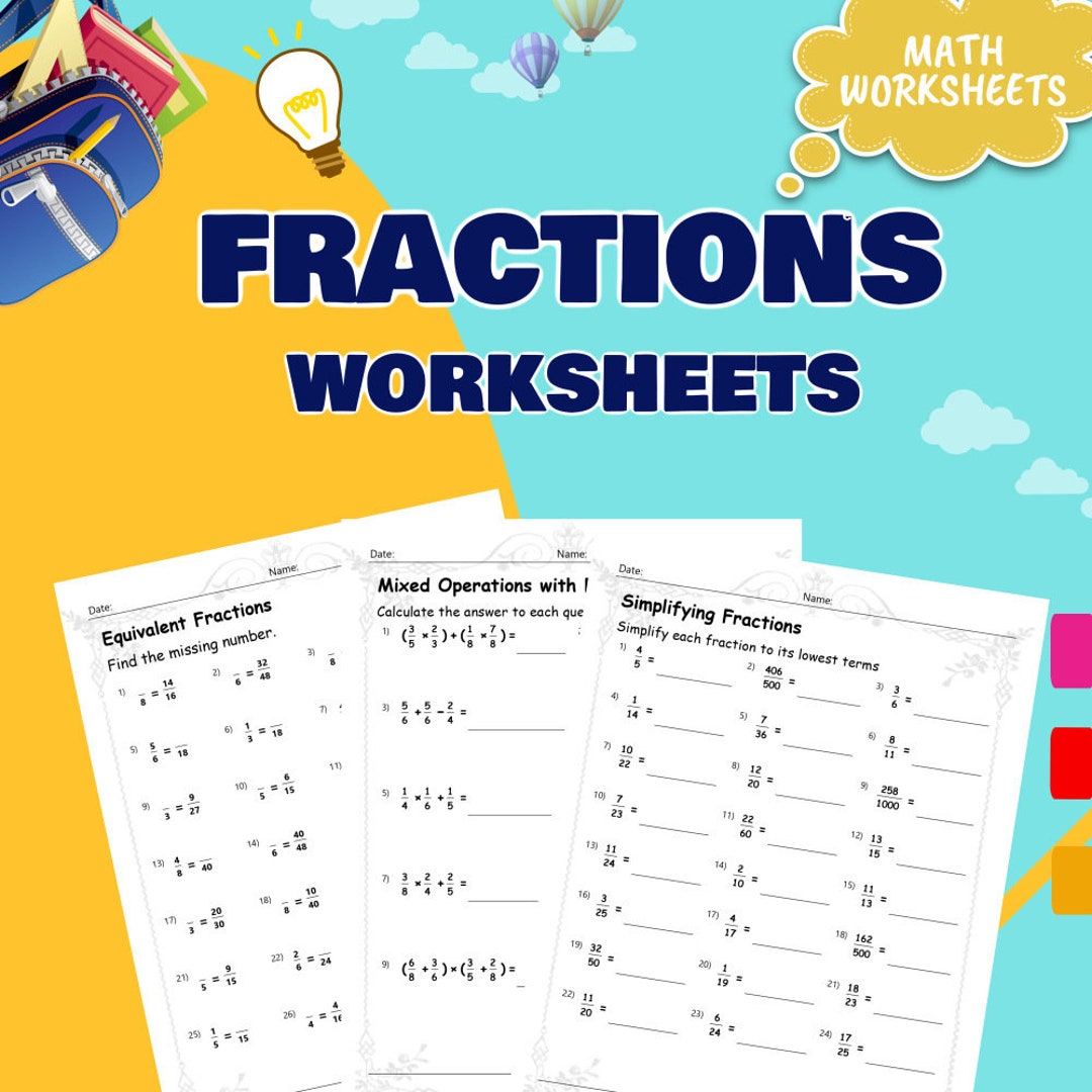 Adding & Subtracting Fractions Worksheets 4th, 5th, 6th Grade Math ... Adding & Subtracting Fractions Worksheets 4th, 5th, 6th Grade Math ...
