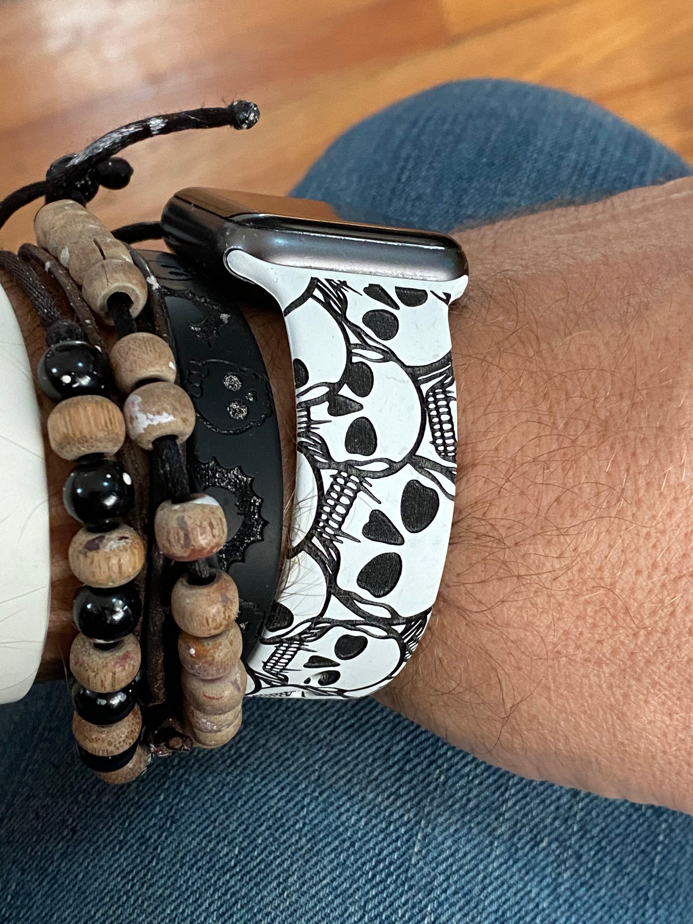 Skull Themed Engraved Silicone Watch Band - Etsy