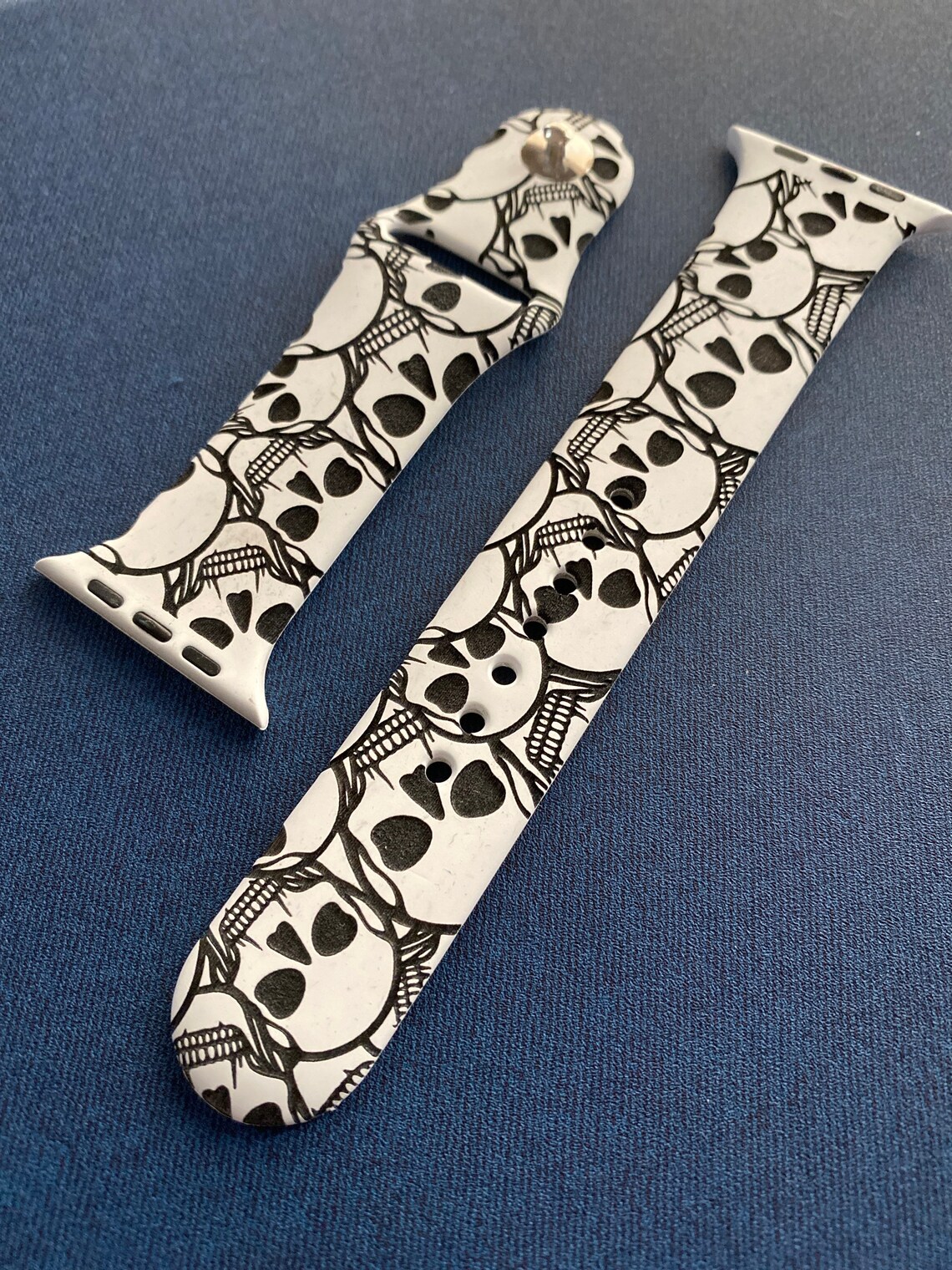 Skull Themed Engraved Silicone Watch Band - Etsy
