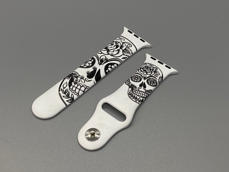Sugar Skull Themed Engraved Silicone Iwatch Band - Etsy