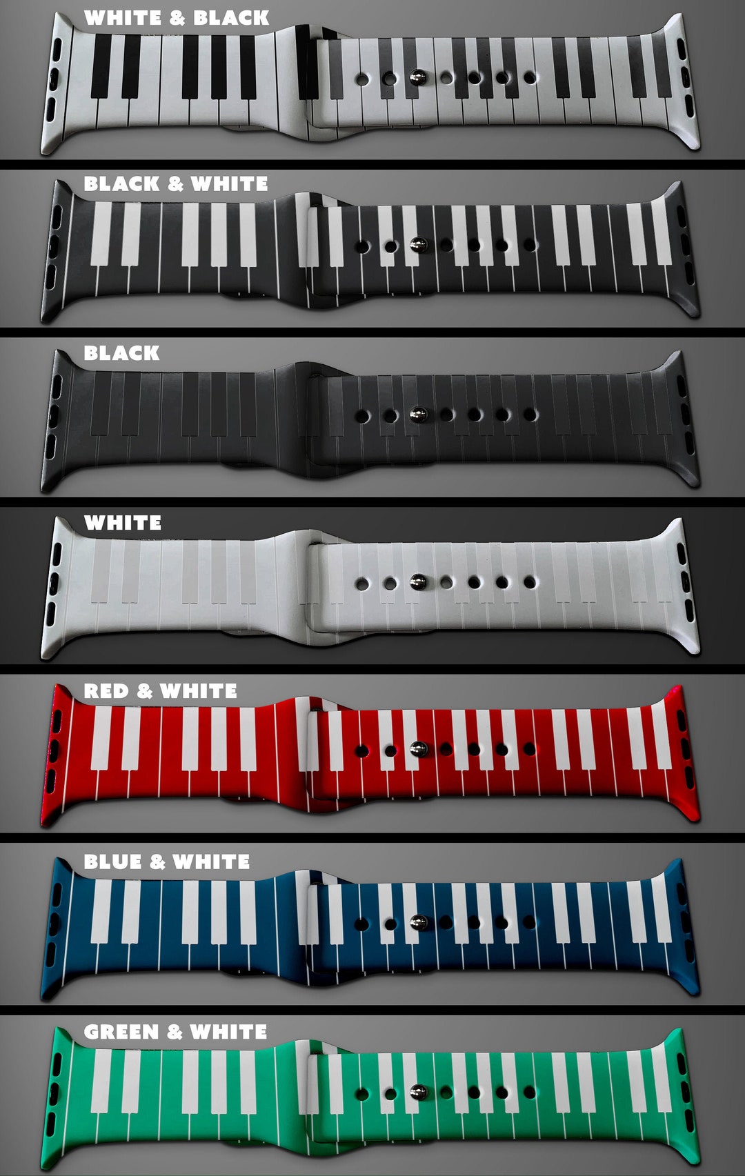 Piano Keyboard Engraved Silicone Watch Band - Etsy
