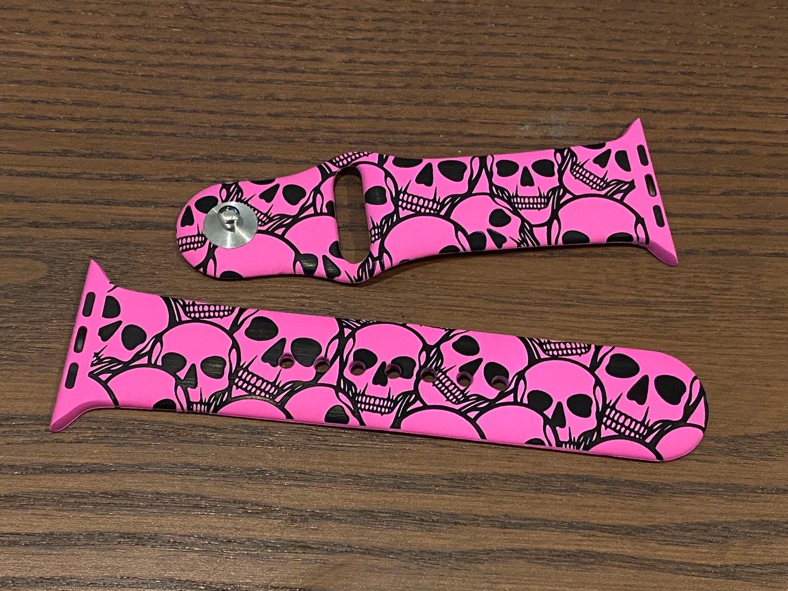 Skull Themed Engraved Silicone Watch Band - Etsy