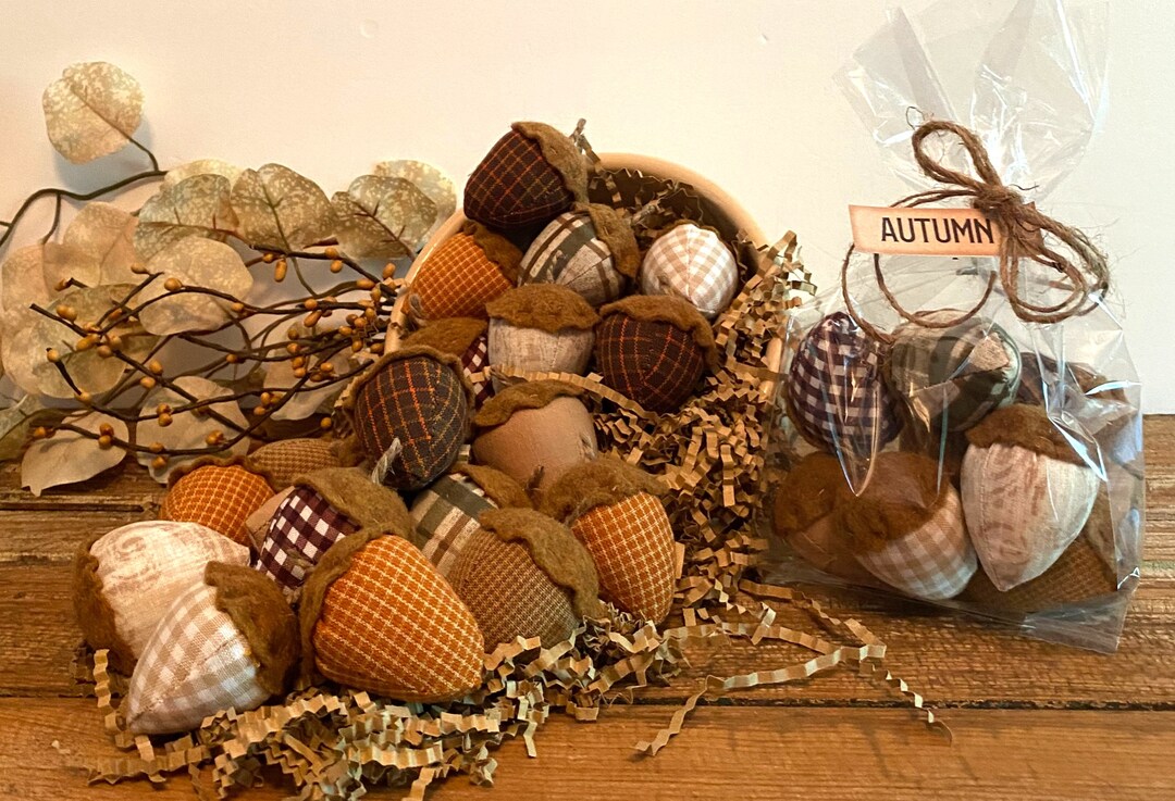 Acorns Handmade Fabric Acorns: Fall Thanksgiving Decor, Set of 8 - Etsy
