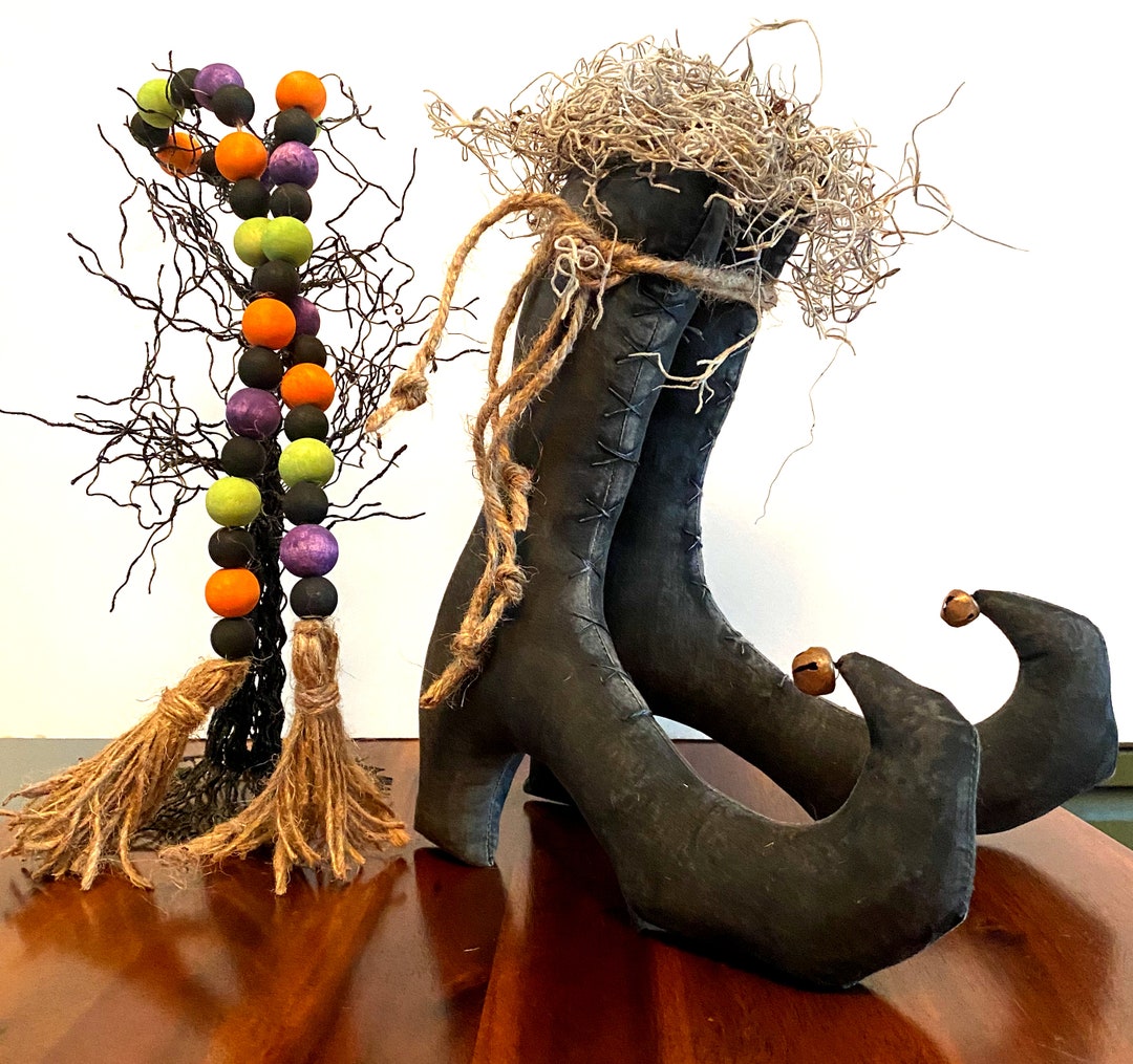 Witch Boots Spooky Halloween Decor With Rusty Bells - Etsy