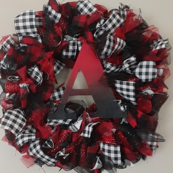 Red Buffalo Plaid Wreath Etsy