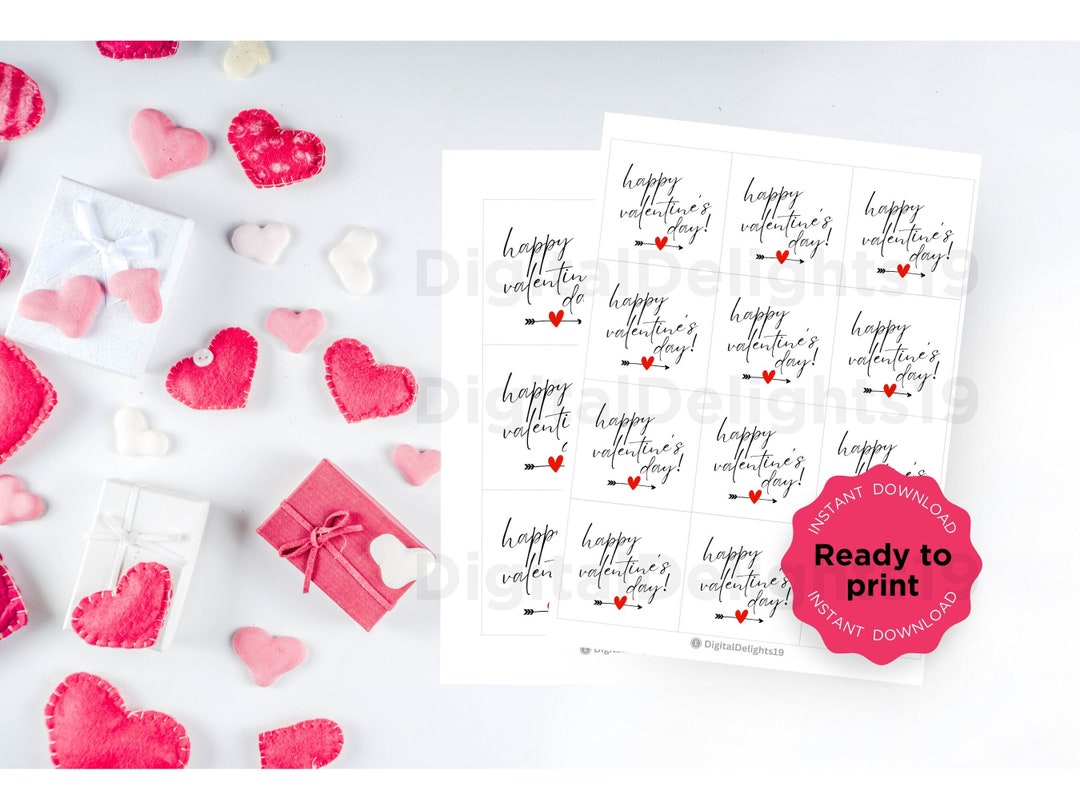 Printable Happy Valentine's Day Gift Tag Set Kids Classroom Teacher ...