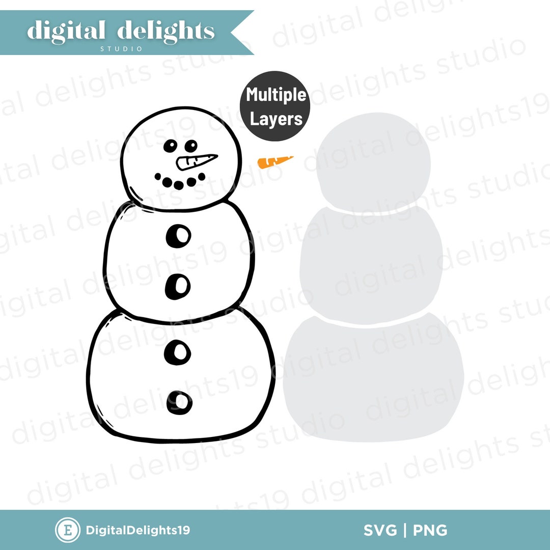 Snowman SVG - Hand Drawn Svg - Winter Svg - Christmas Svg - Multi Layer ...