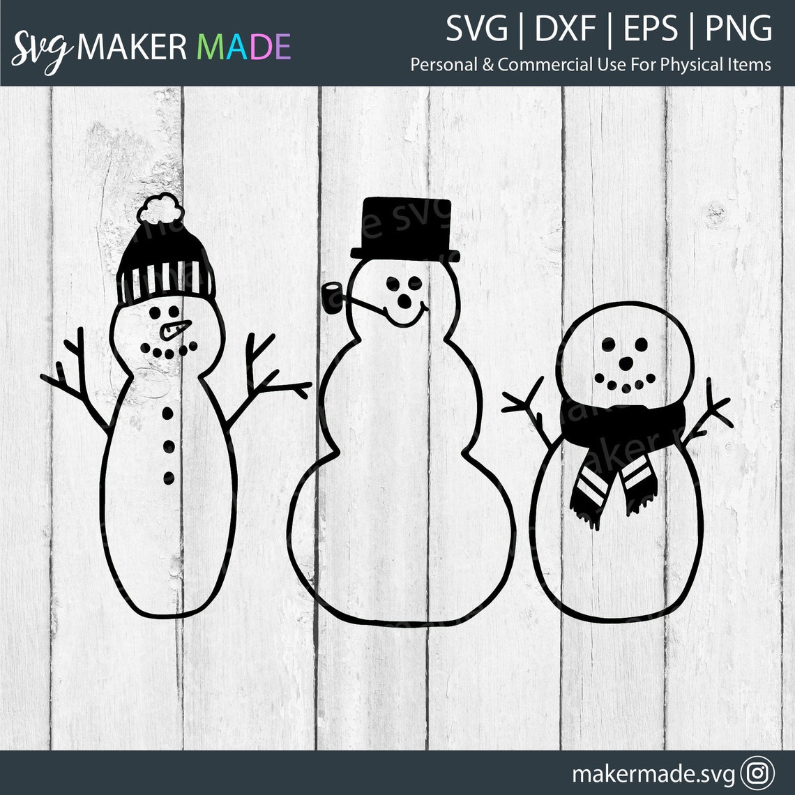 Snowman SVG Hand Drawn Svg Winter Svg Snowman Bundle Svg - Etsy