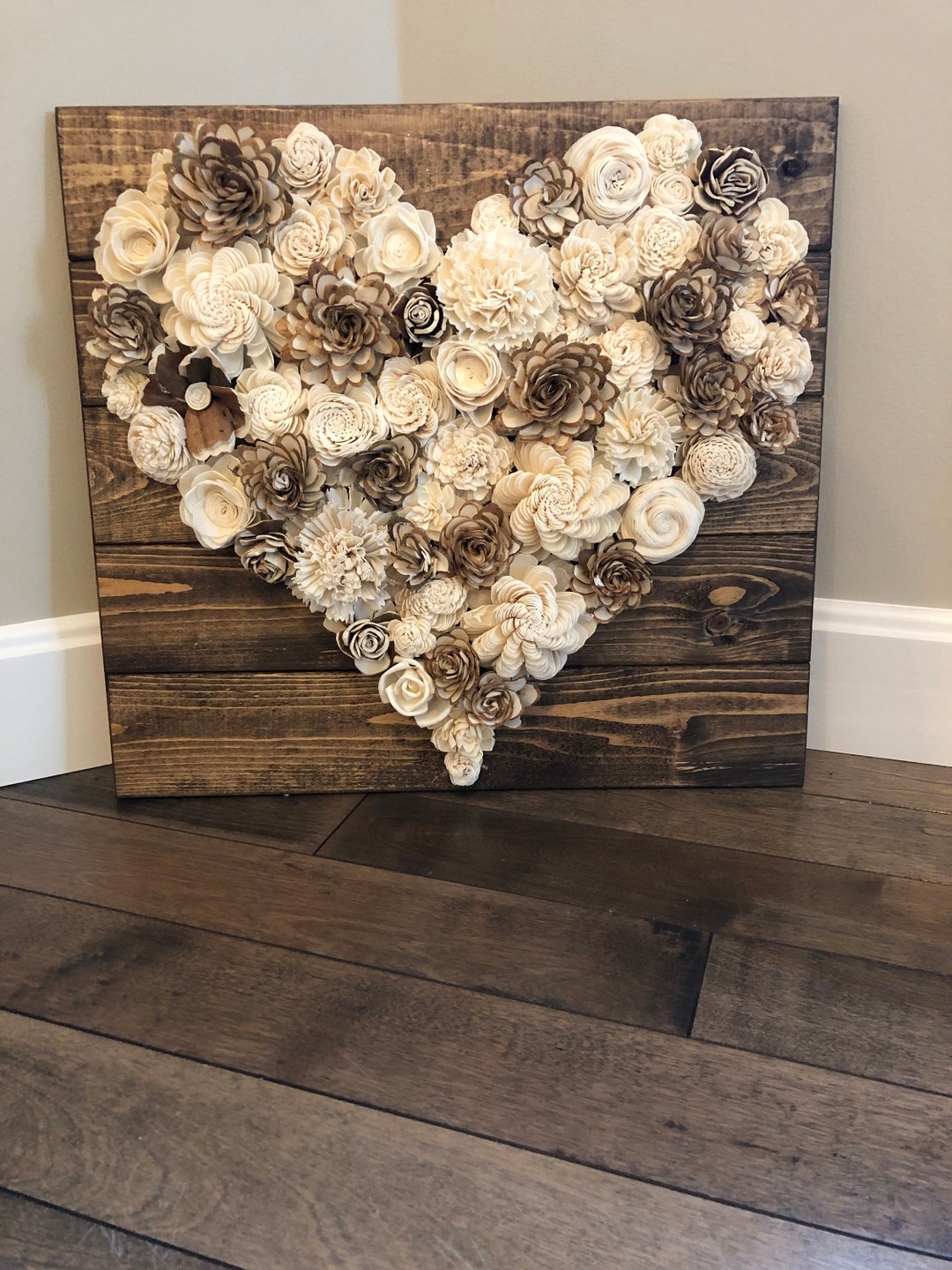 Large Heart Board Sola Wood Flowers Modern Farmhouse Rustic Wedding ...