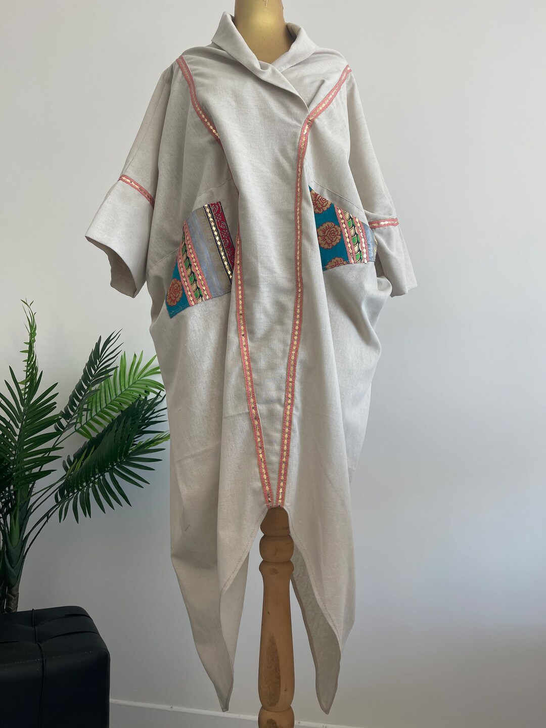 Galabya | Kaftan | Slik | Handmade | Gray | Red | Customized Clothing ...