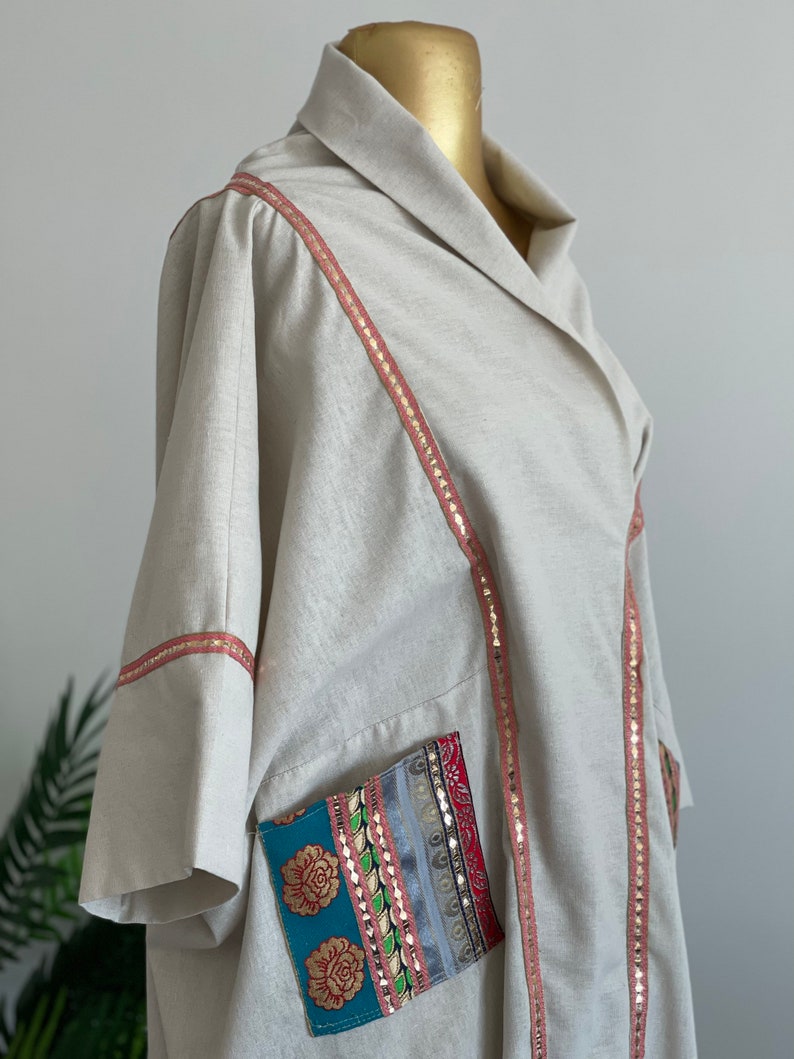 Galabya Kaftan Slik Handmade Gray Red Customized - Etsy