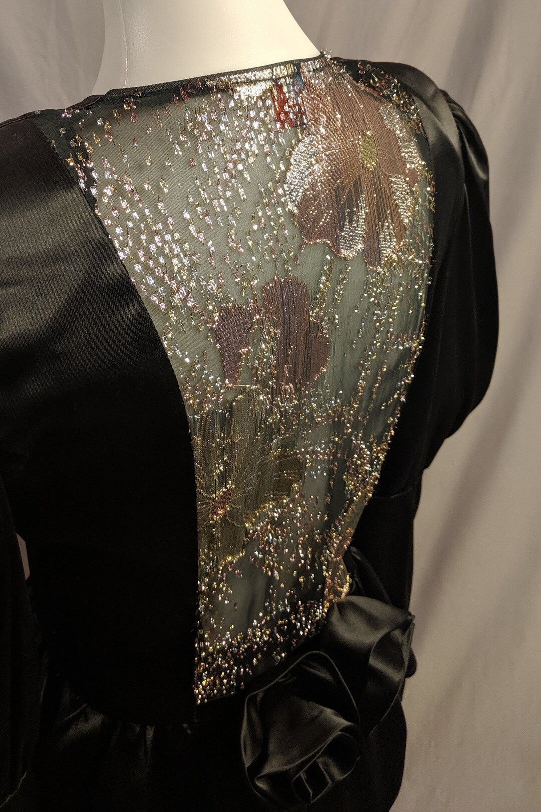 Black Silk Wayne Diamond 2 Piece Tuxedo Tailed Top With Flowered ...