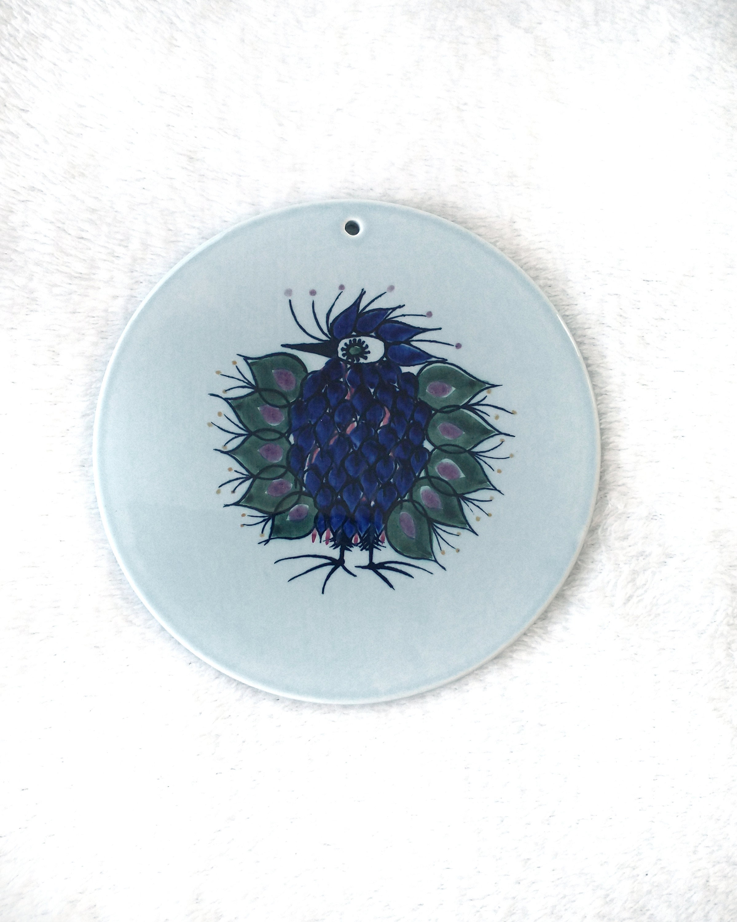 Vtg Royal Copenhagen Fajance Tenera Beth Breyen Peacock Decorative Wall ...